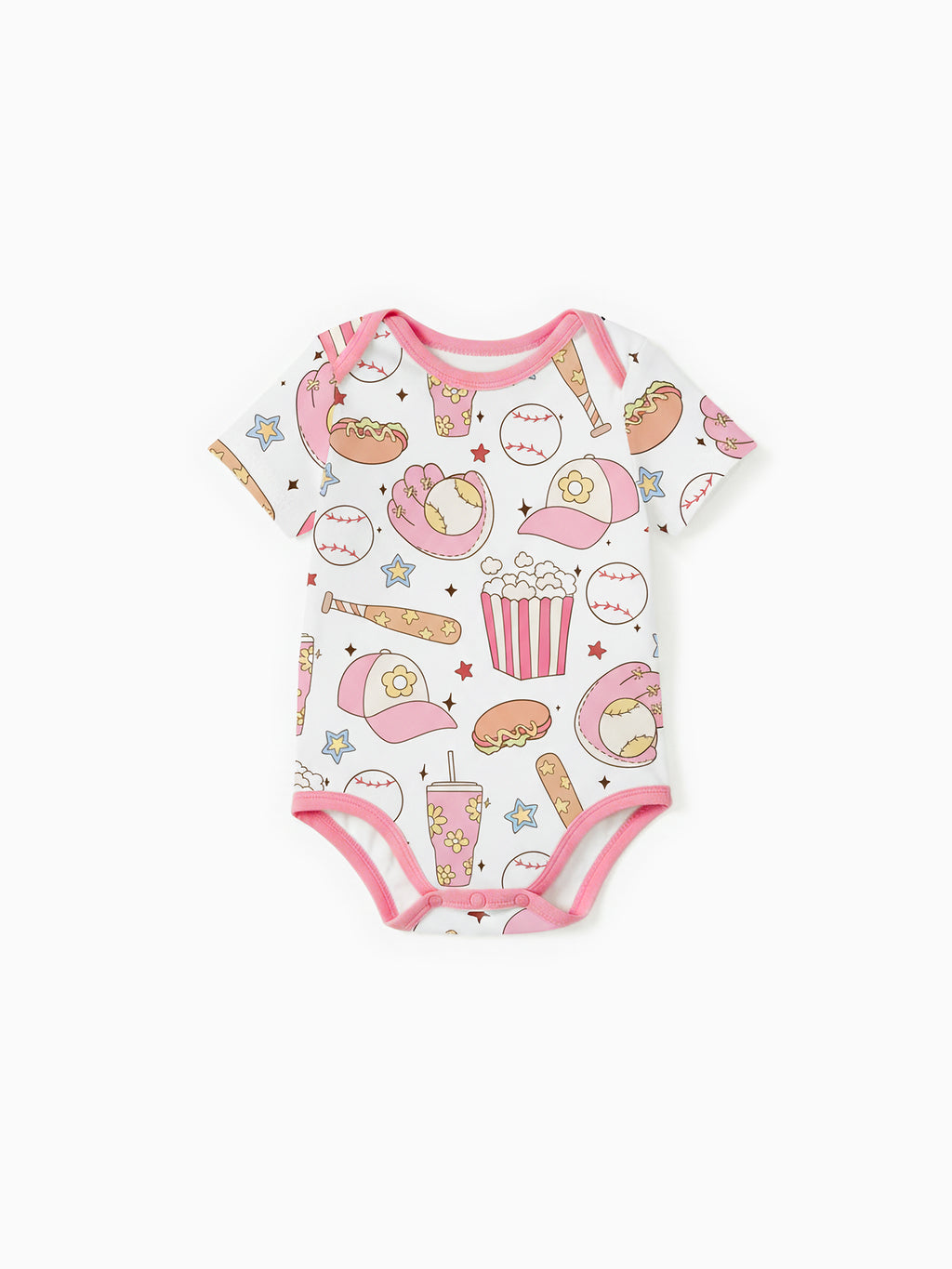 Bamboo Baby Boy/Girl Cute Food Printed Bodysuit Light Pink - PatPat