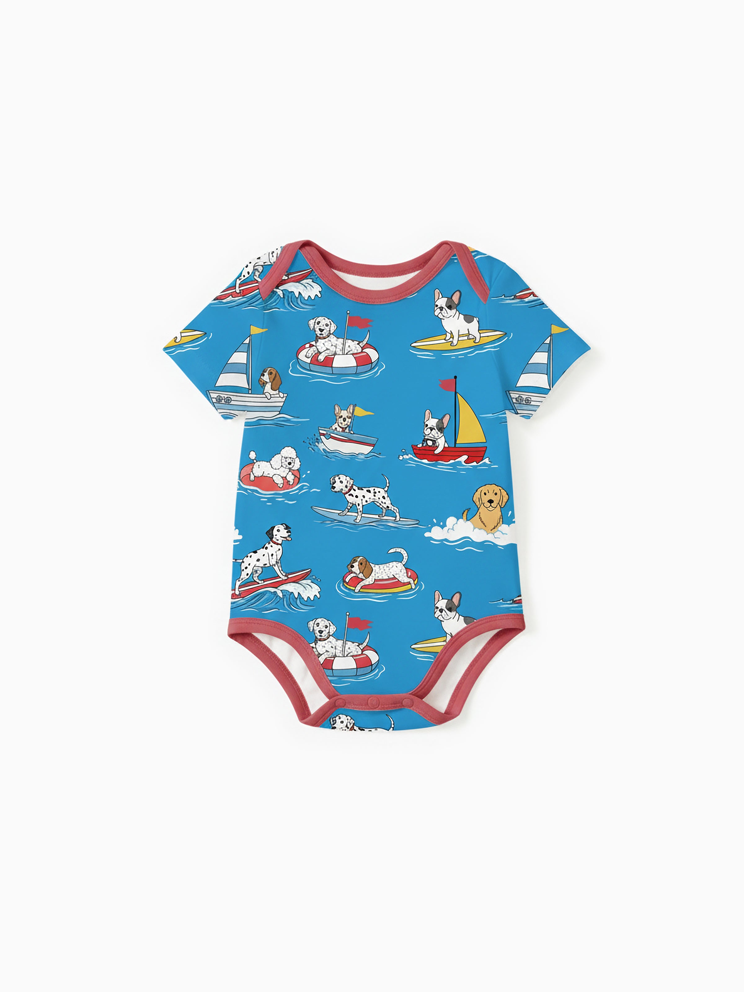 Bamboo Baby Boy/Girl Cute Animal Printed Bodysuit Light Red - PatPat