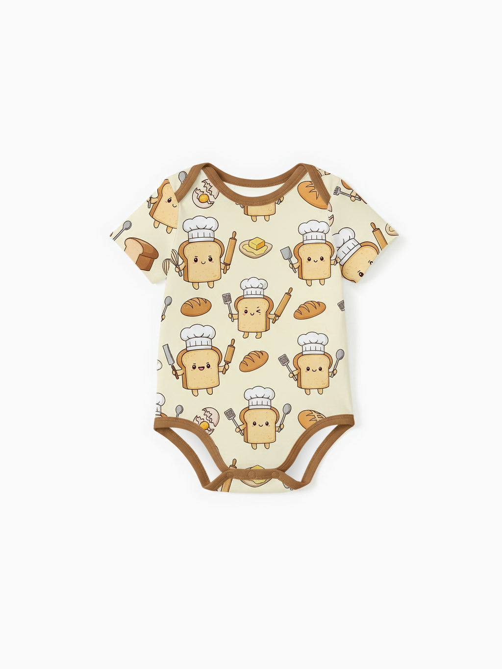 Bamboo Baby Boy/Girl Cute Food Printed Bodysuit Dark Khaki - PatPat