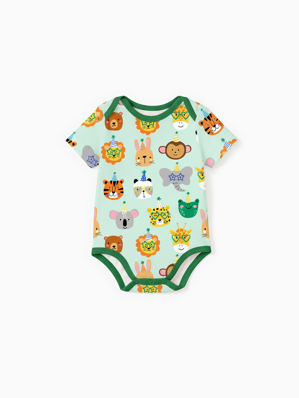 Bamboo Baby Boy/Girl Cute Animal Printed Bodysuit Light Green - PatPat