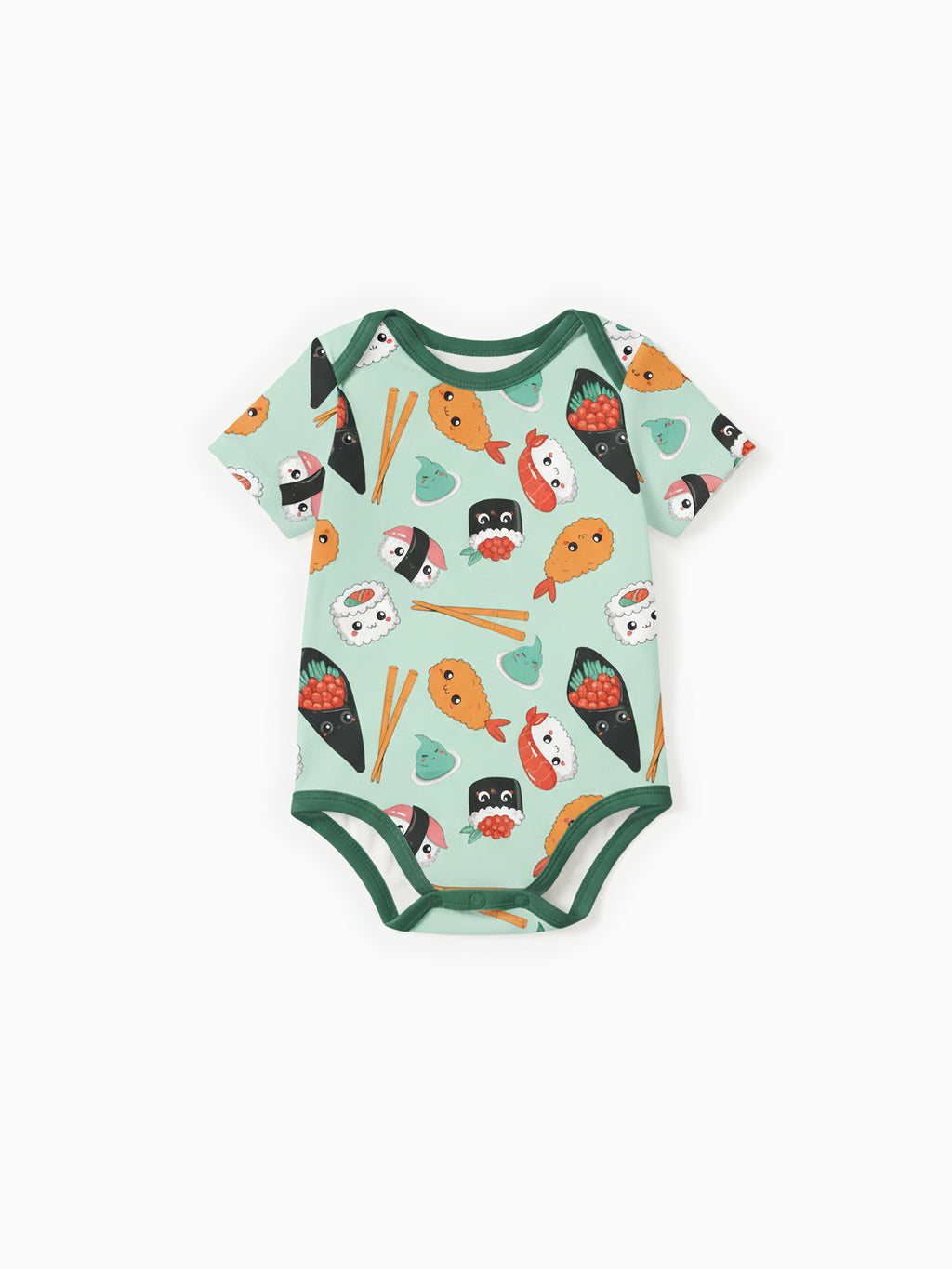 Bamboo Baby Boy/Girl Cute Food Printed Bodysuit Dark Green - PatPat