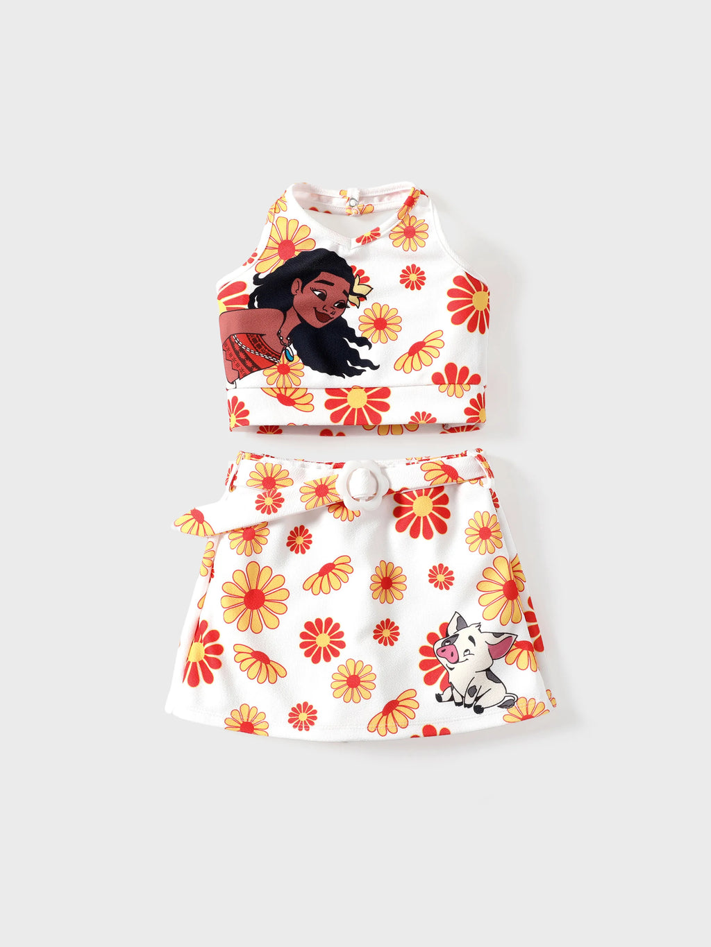 Disney Princess Toddler Girl 2pcs Moana Print Halter Top with Floral S ...