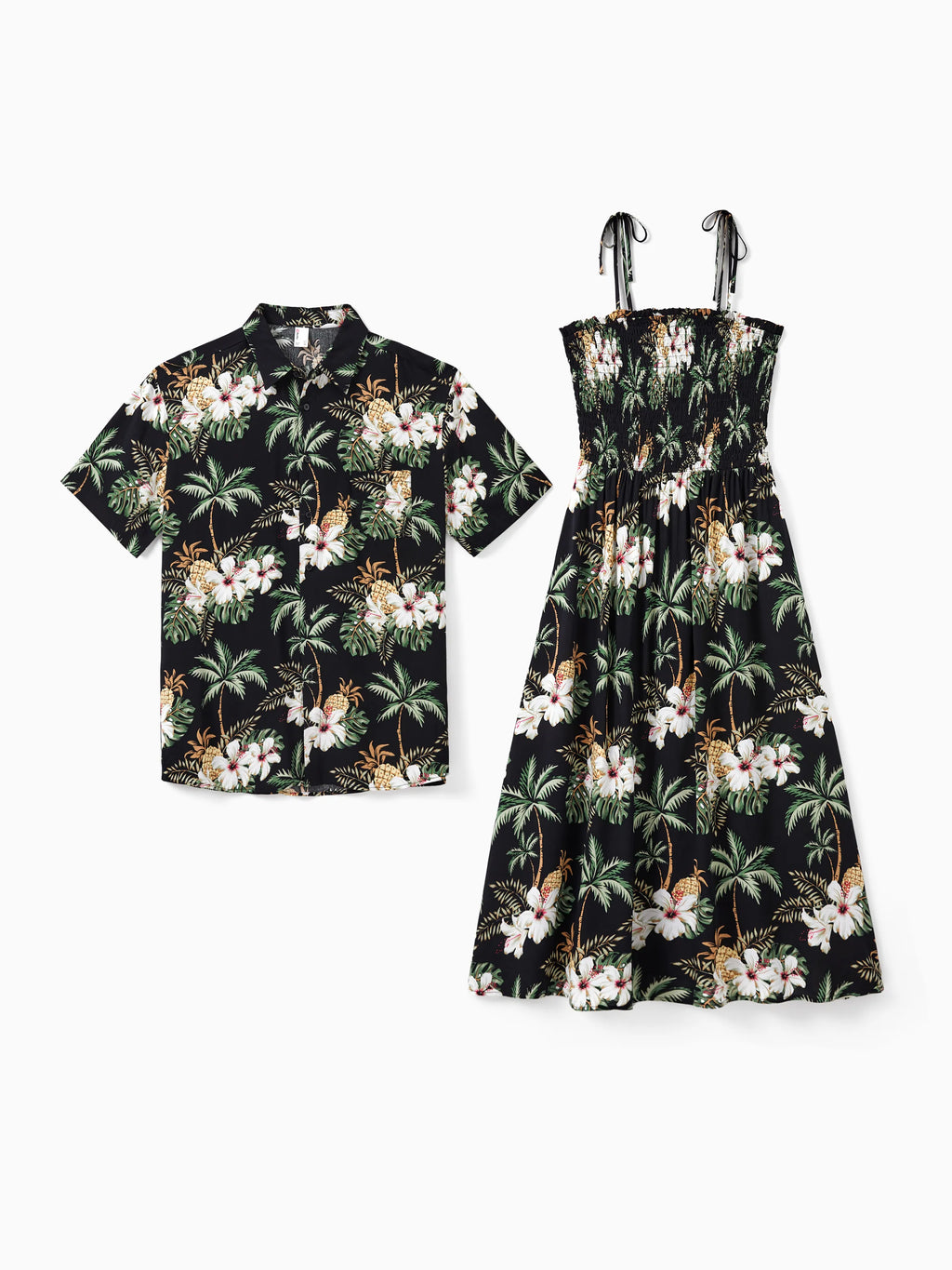 Ensemble familial assorti avec chemise à manches courtes et robe à bre ...