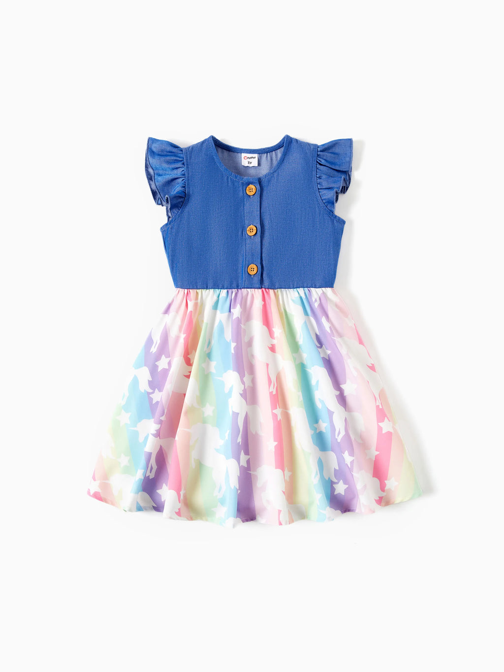 Toddler/Kid Girl Sweet Colorblock Floral Print Dress Colorful - PatPat