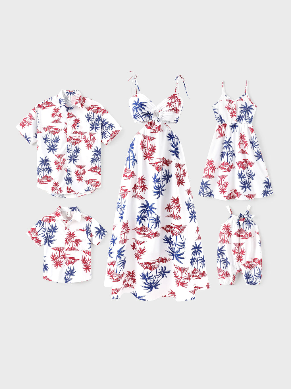 Independence Day 4th of July Matching Family Outfits Red & Blue Palm T ...
