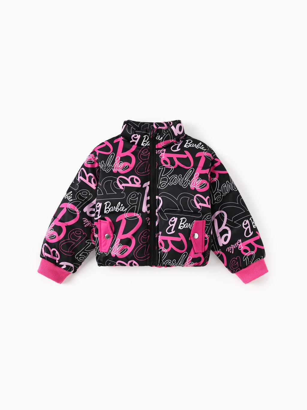 Barbie Toddler/Kid 1pc Logo Pattern Long-sleeve Crop Puffer Jacket Mul ...