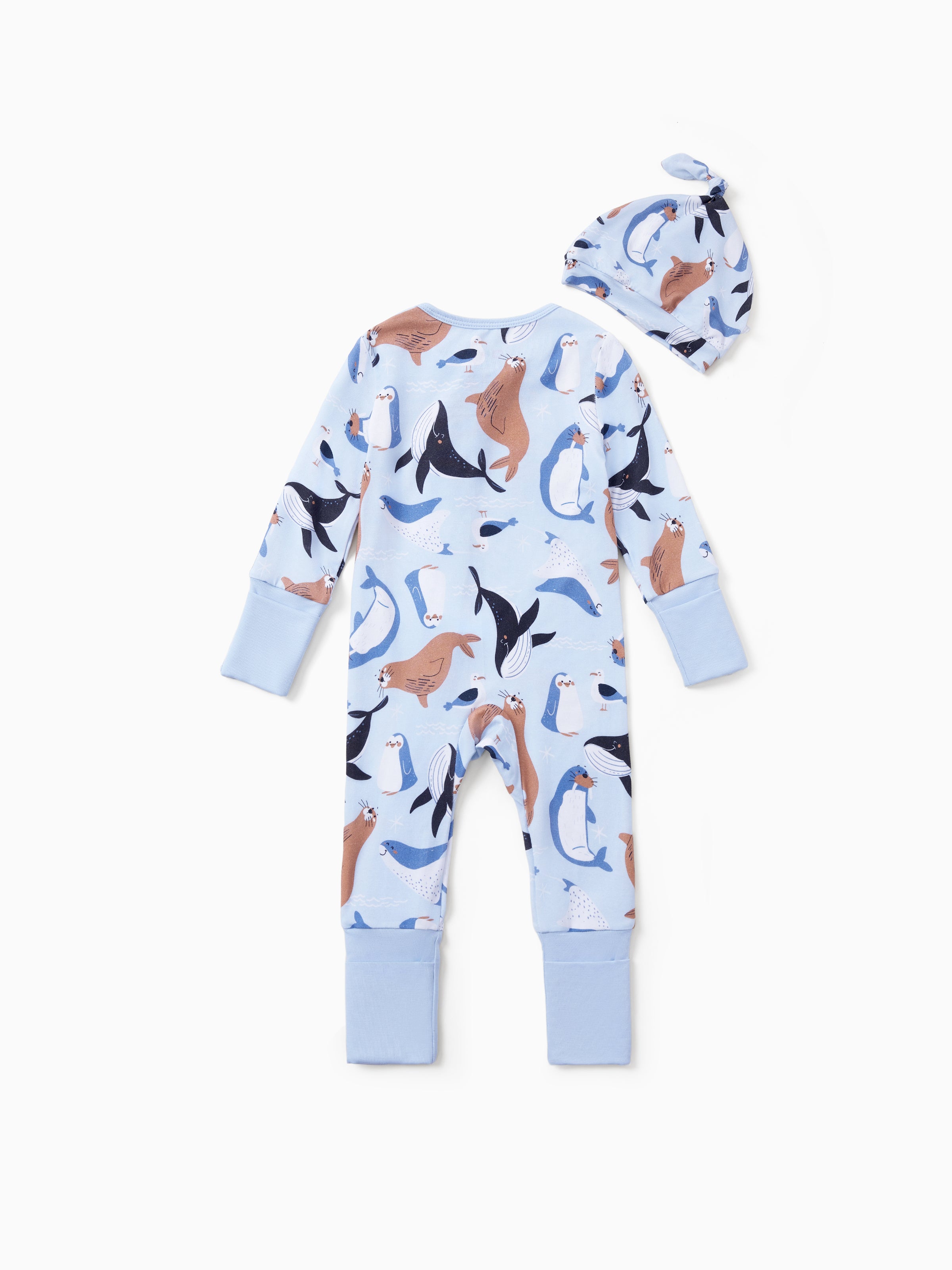 Bamboo Baby Boy/Girl Animal Printed 2-Way Zip Onesies Anti Slip Long-s ...