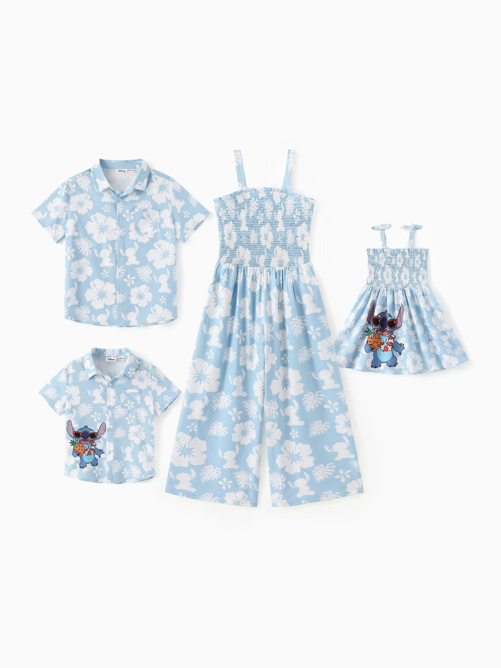 Disney Stitch Matching Family Tropical Floral Jumpsuit/ Dress/ Shirt L ...