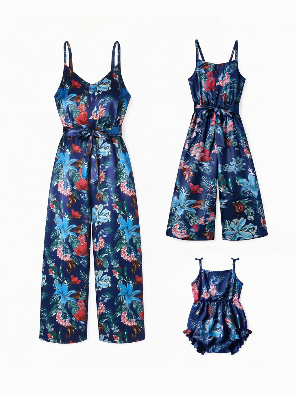 Matching Family Floral Print Sleeveless Cami Jumpsuit for Mommy & Me D ...